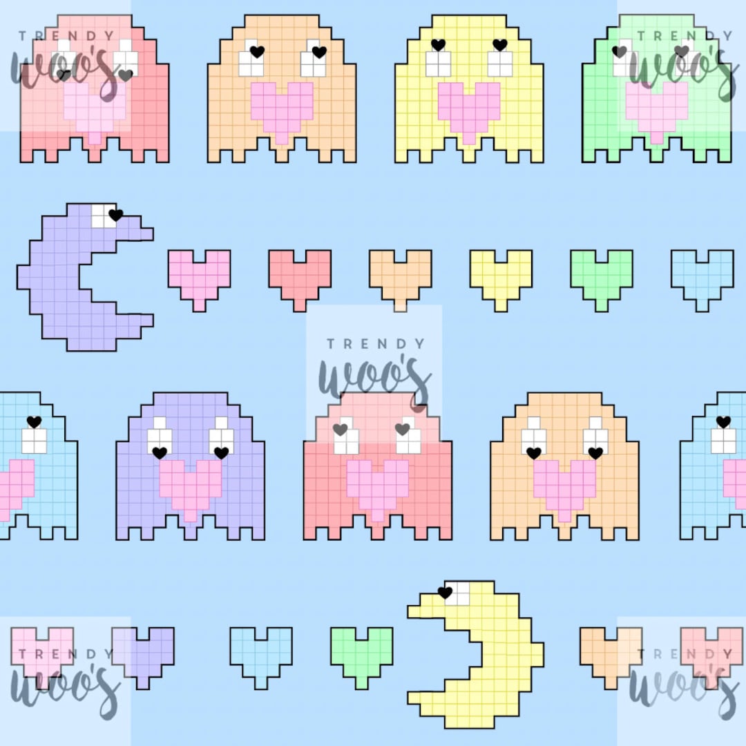 Retro Game 80s 90s Arcade Rainbow Love Hearts Valentines Pastel ...