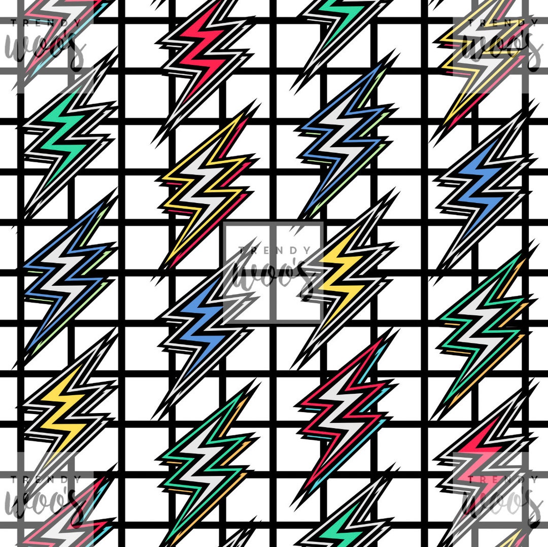 Lightning Rainbow Retro 90s 80s Seamless Pattern / Fabric Design ...