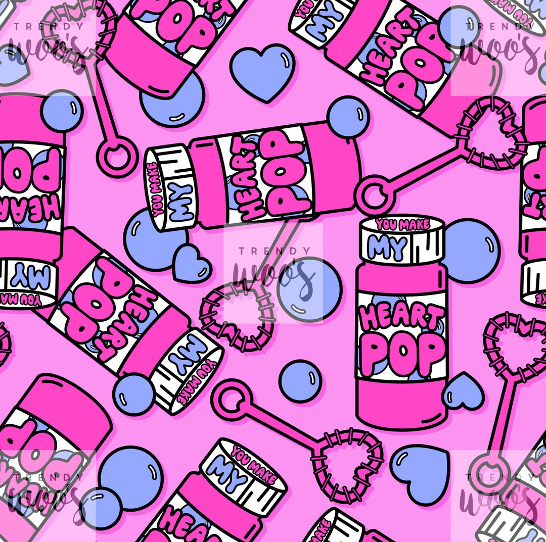 You Make My Heart Pop Valentine Love Bubbles Retro Pun 80s 90s Y2K Pink ...
