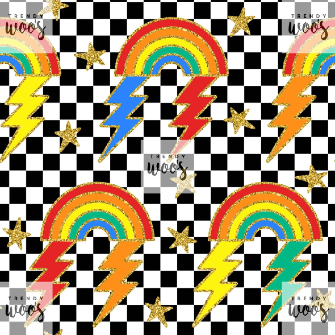 Sparkle Rainbows Checkerboard Punk Seamless Pattern / Fabric - Etsy