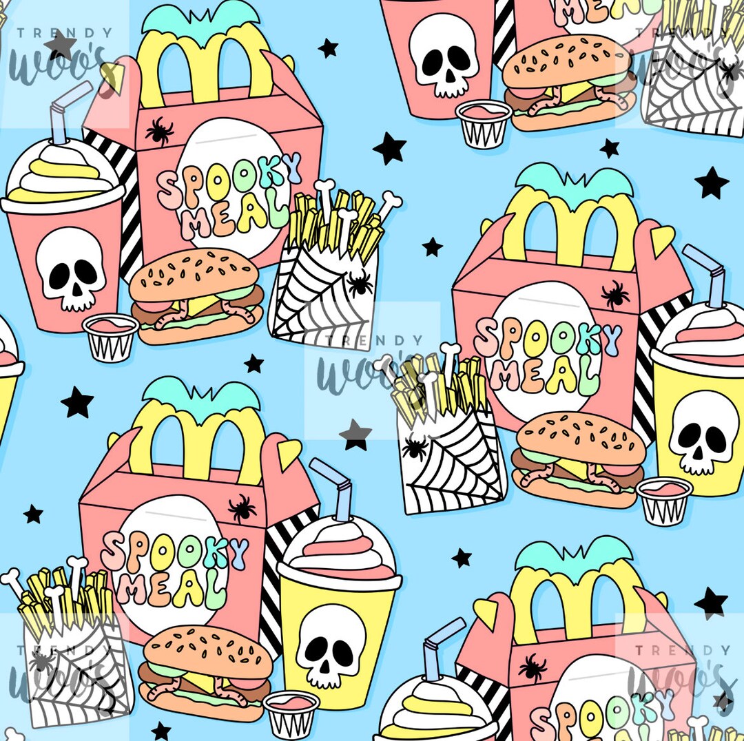 Fast Food Fries Burger Retro Punk Halloween Spooky Skull Pastel Kawaii ...