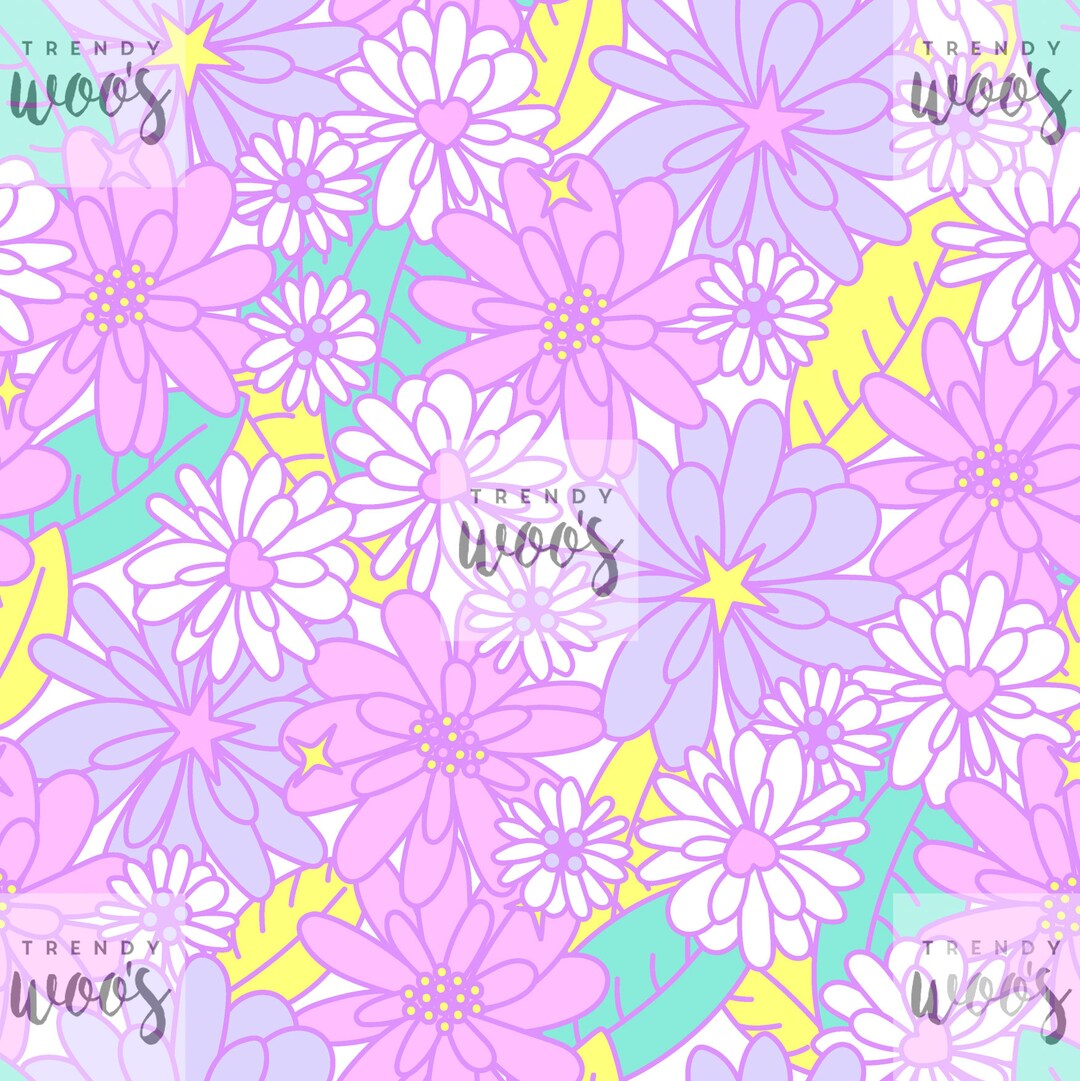 70s Floral Vintage Spring Summer Boho Retro Flowers Seventies Pastel ...