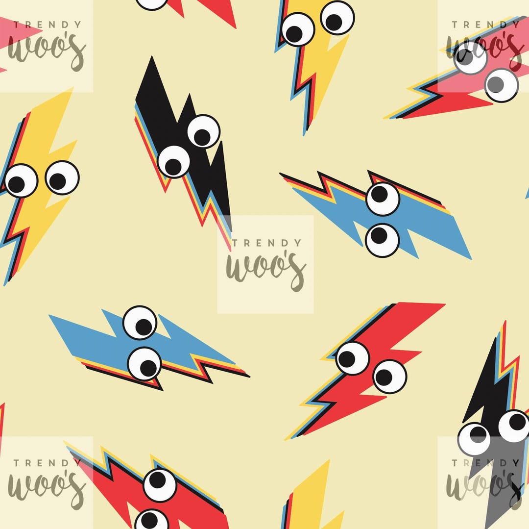 Lightning Bolts Kids Teen Fun Quirky Retro 80s Primary Boys Unisex ...