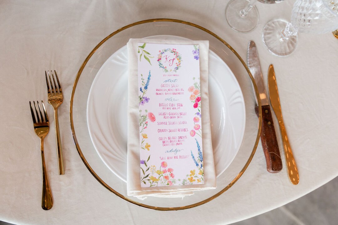 Hand Painted Watercolor Wedding Menu (digital or Shipped!) - Etsy
