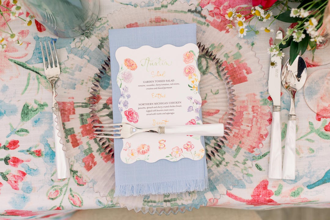 Hand Painted Watercolor Wedding Menu - Etsy