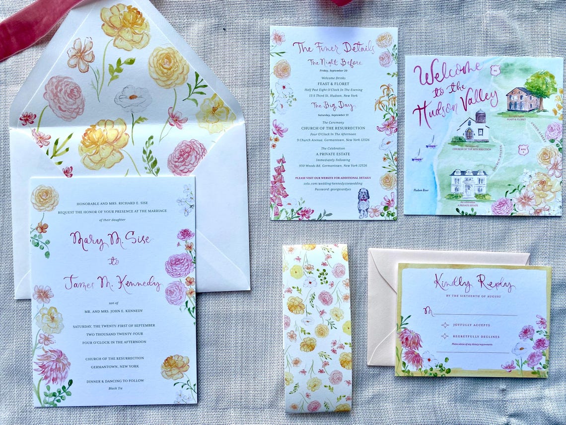 Custom Watercolor Wedding Invitation (hand Painted) - Etsy