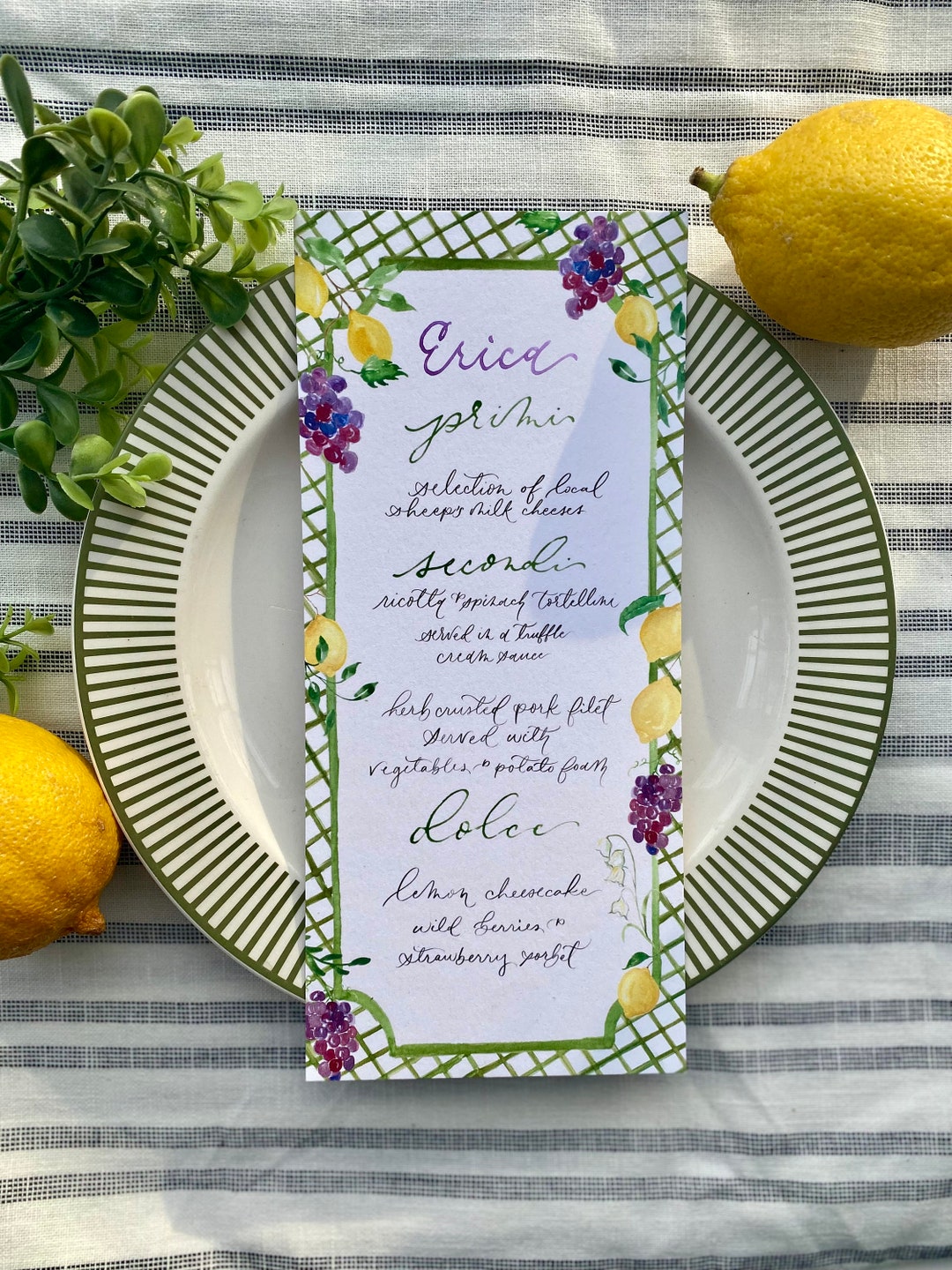 Watercolor Wedding Menu - Custom & Hand Painted (digital or Shipped ...