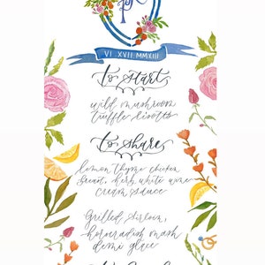 Hand Painted Watercolor Wedding Menu - Etsy