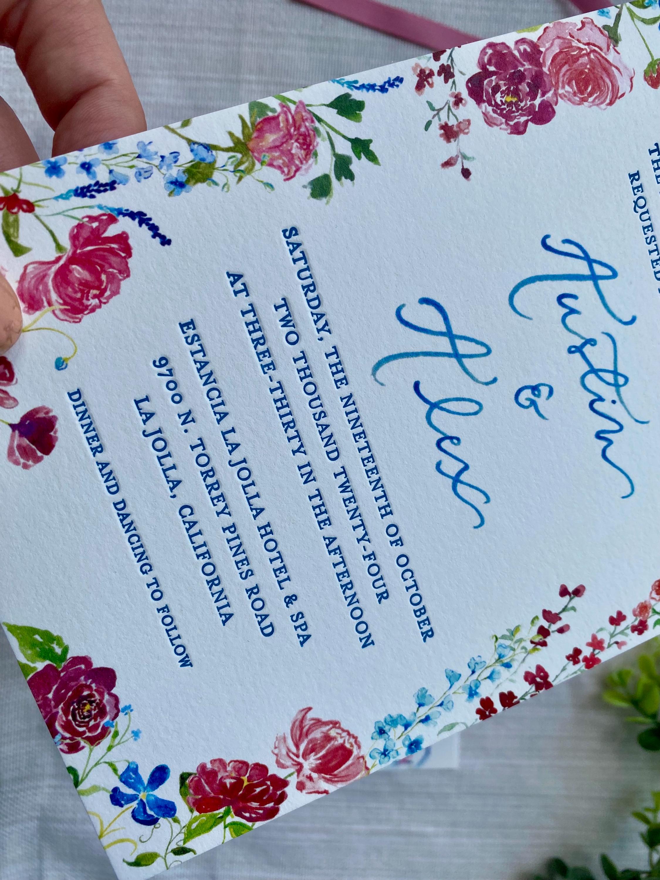 Custom Watercolor Wedding Invitation (hand Painted) - Etsy