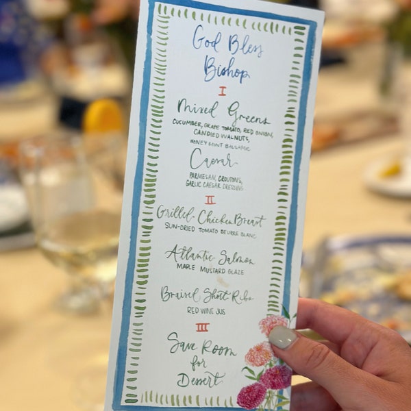 Editable Watercolour Wedding / Event Menu Template | Digital Download ...