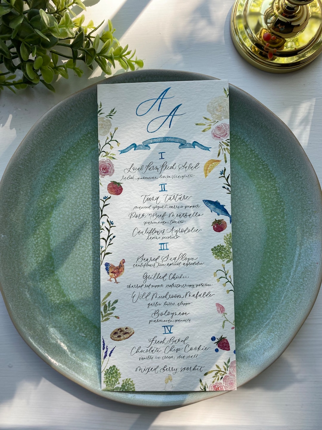 Hand Painted Watercolor Wedding Menu - Etsy