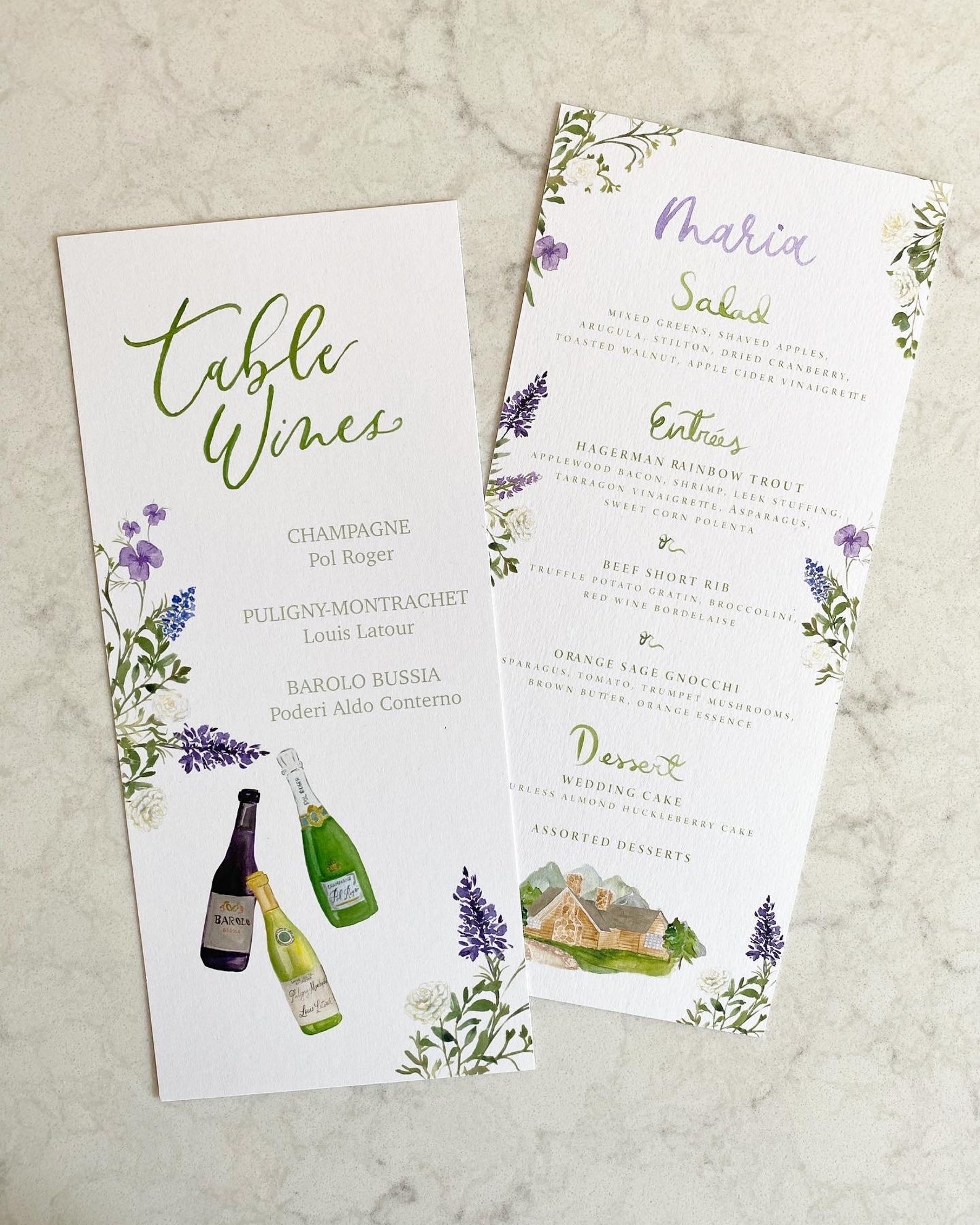 Hand Painted Watercolor Wedding Menu (digital or Shipped!) - Etsy