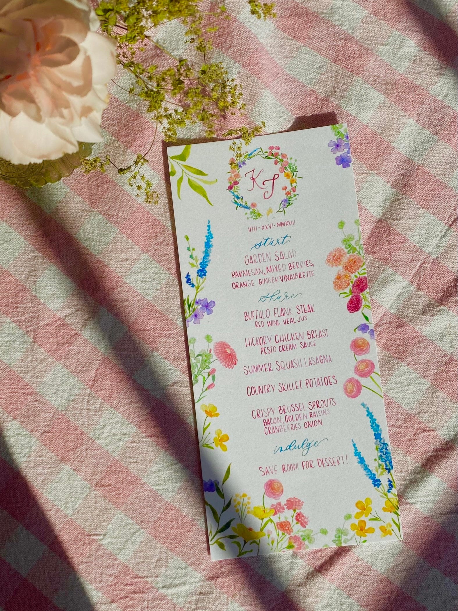 Hand Painted Watercolor Wedding Menu (digital or Shipped!) - Etsy