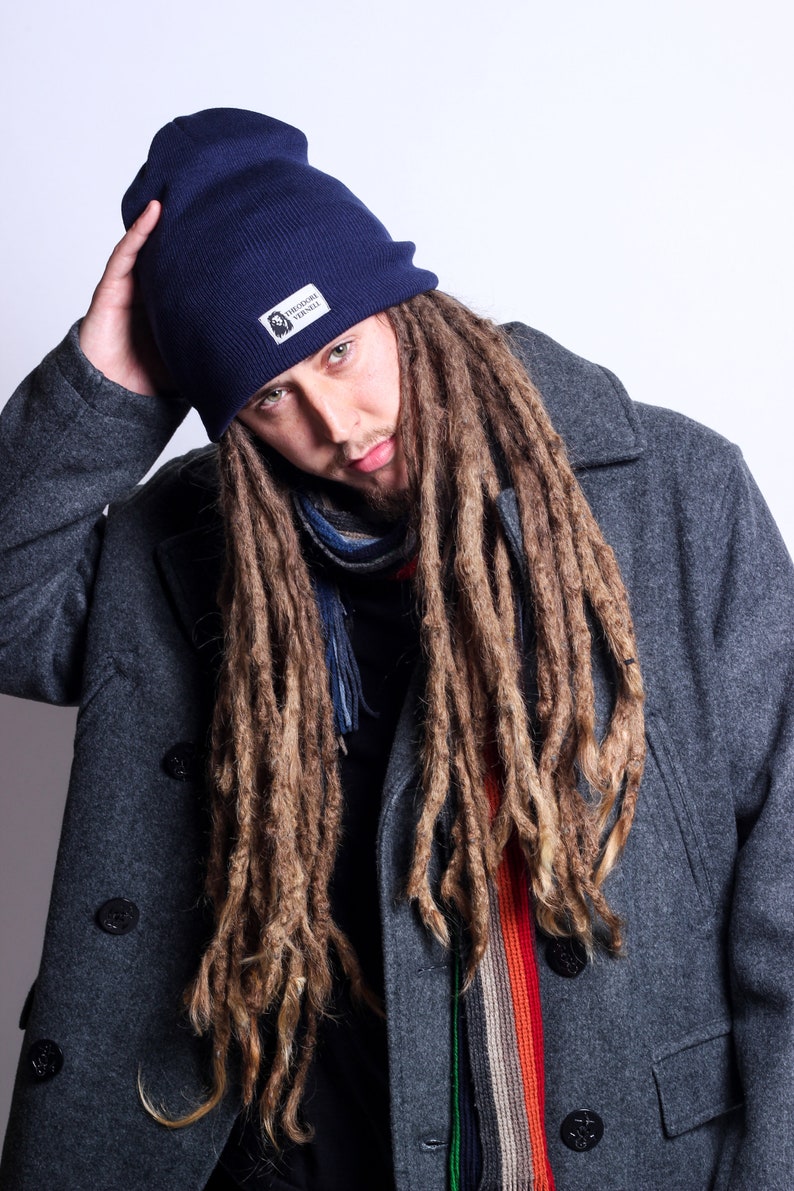 Satin Lined Beanies for Locs & Long Hair Blue / Skull Cap / | Etsy