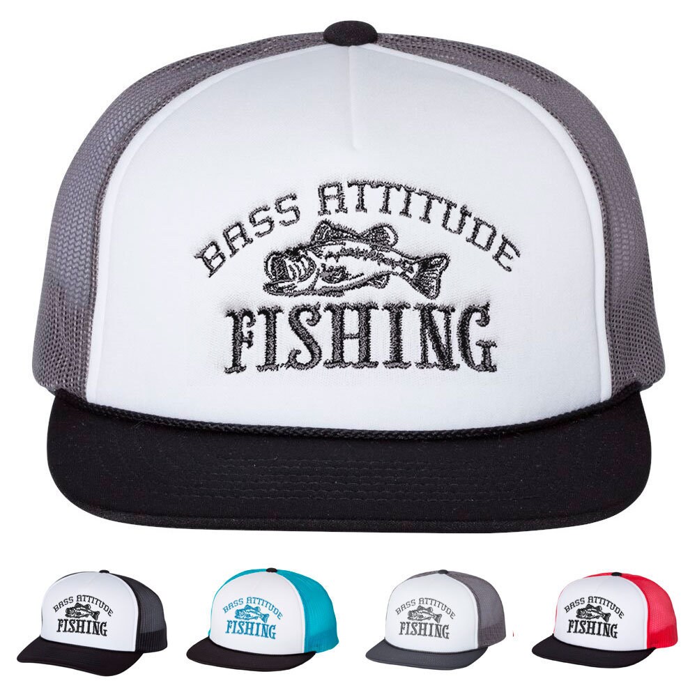 Bass Attitude Fishing Logo Embroidered Snap-back Foam - Etsy