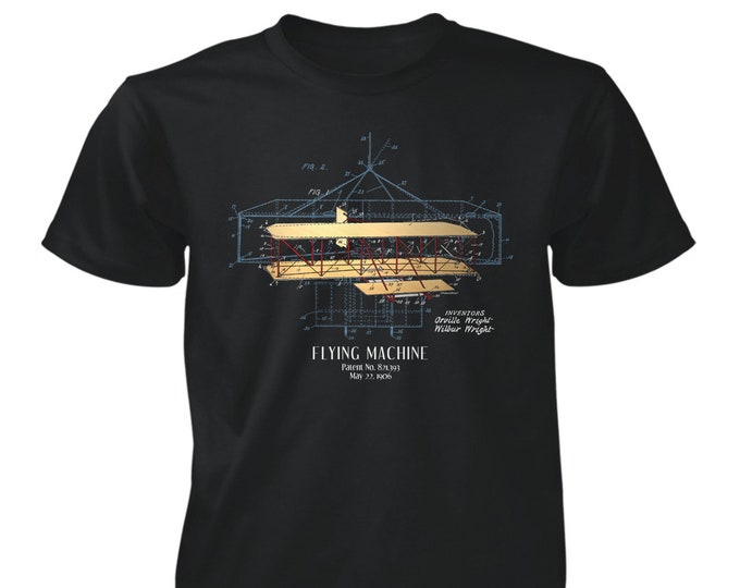 Flying Machine T-shirt. Wright Brothers Patent T-shirt. Airplane Patent ...