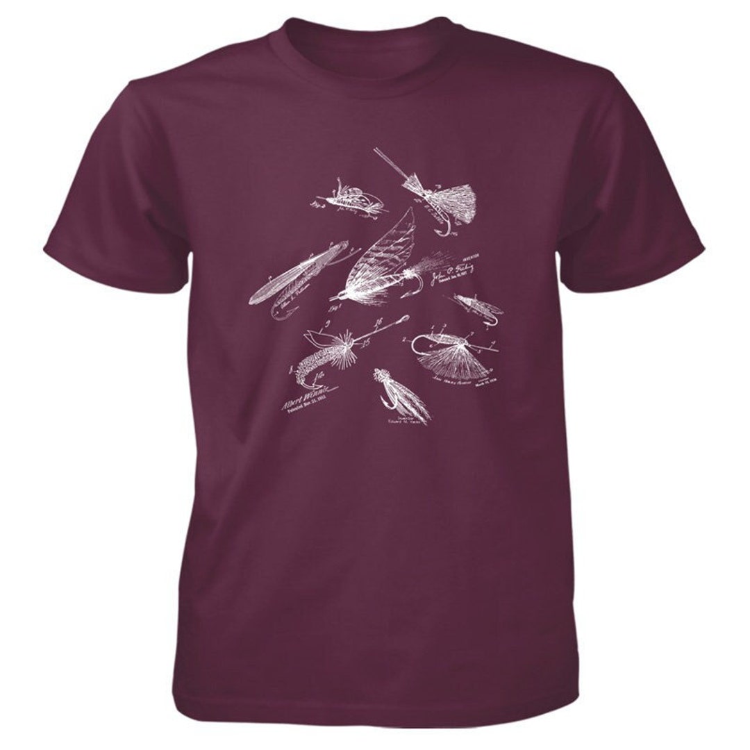 Mosca de pesca con mosca Línea Arte Camiseta de charol / Patente de ...
