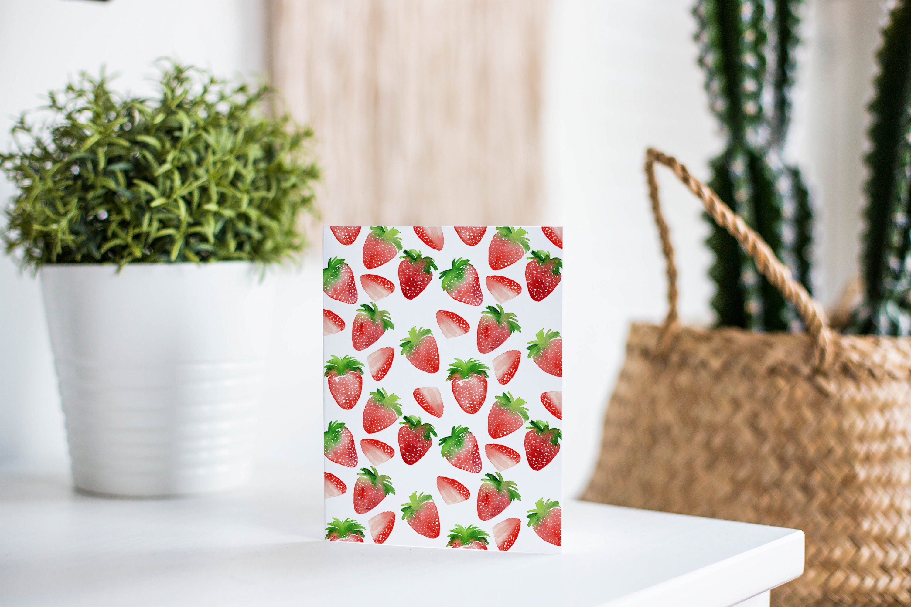 Watercolor Strawberry Note Card, Strawberry Thank You Cards, Strawberry ...
