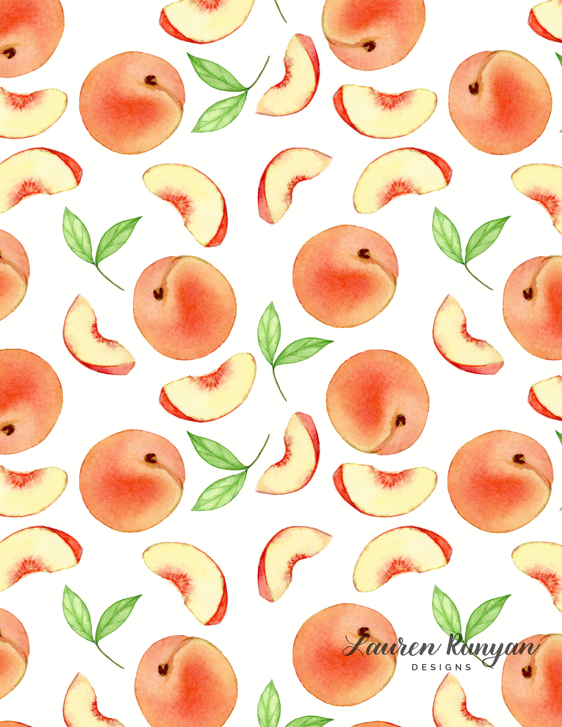 Peach Watercolor Note Card, Peach Thank You Cards, Peach Fruit ...