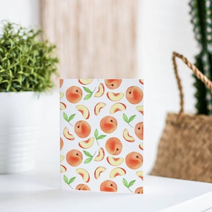 Peach Watercolor Note Card, Peach Thank You Cards, Peach Fruit Stationery, Fruit Blank Note ...