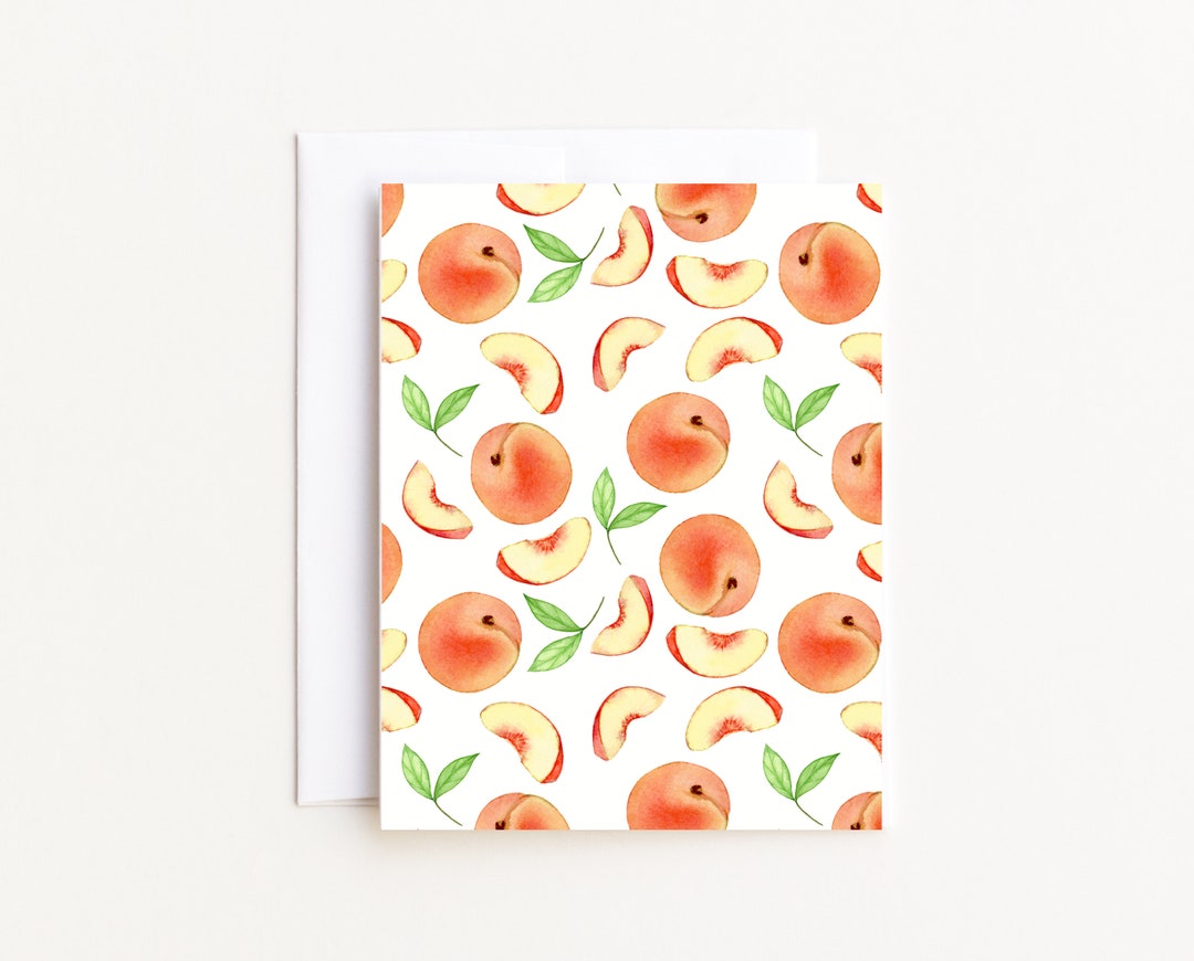 Peach Watercolor Note Card, Peach Thank You Cards, Peach Fruit ...