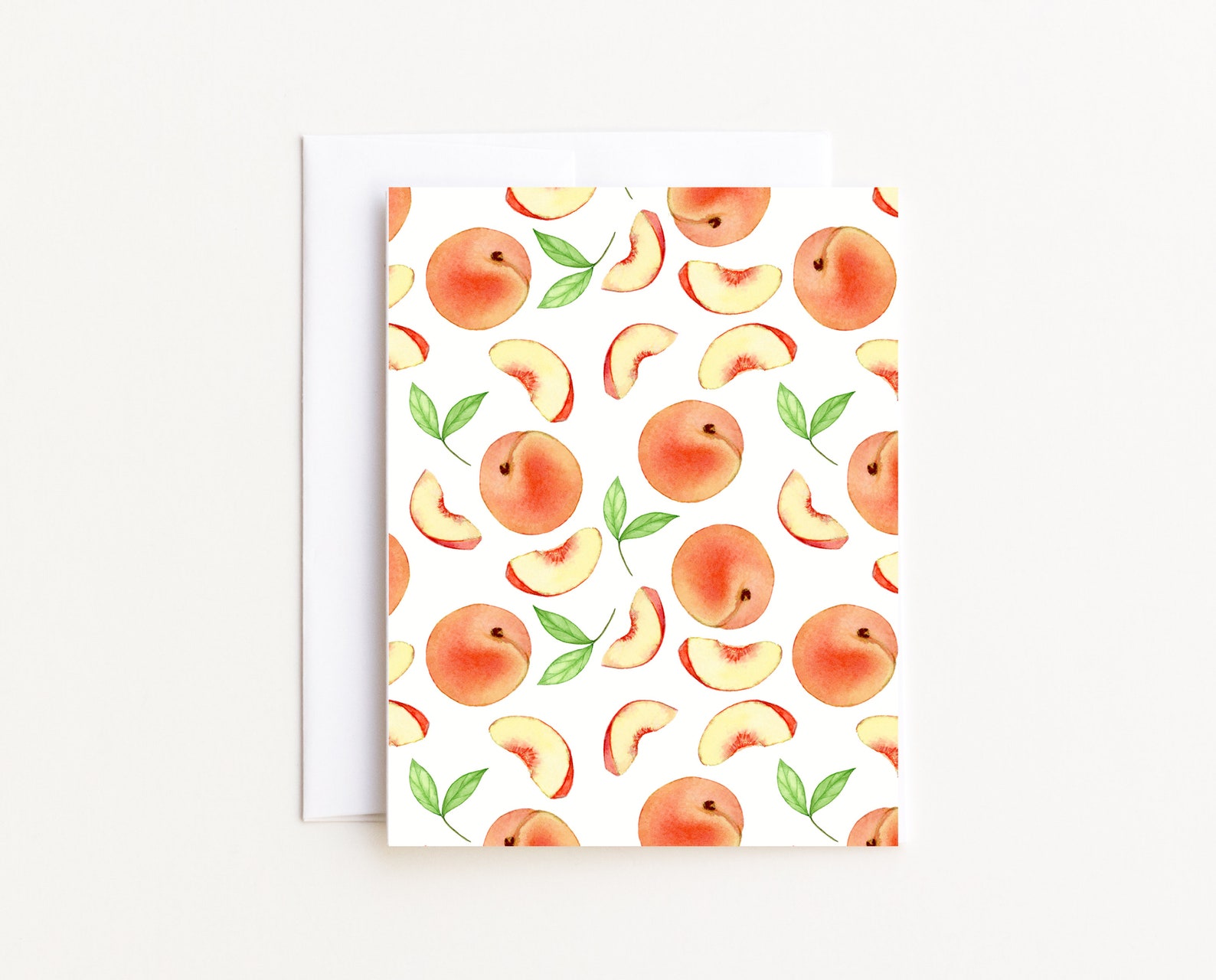 Peach Watercolor Note Card, Peach Thank You Cards, Peach Fruit ...