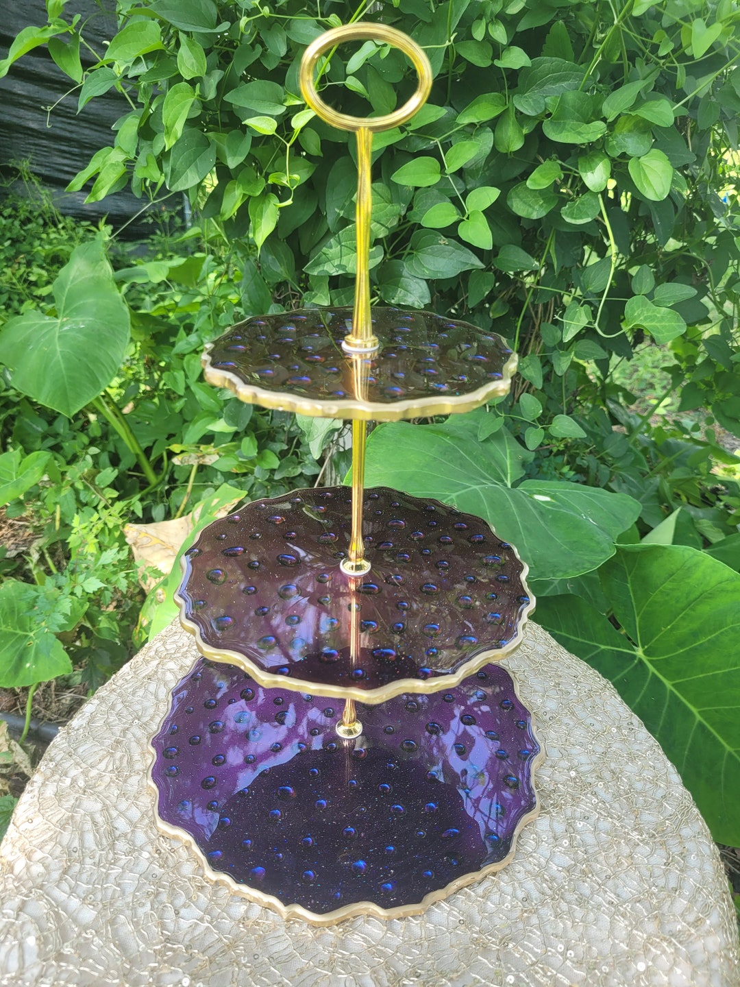 Raindrop Tiered Tray/resin Tiered Trays/purple Trays/blue Tray/custom ...