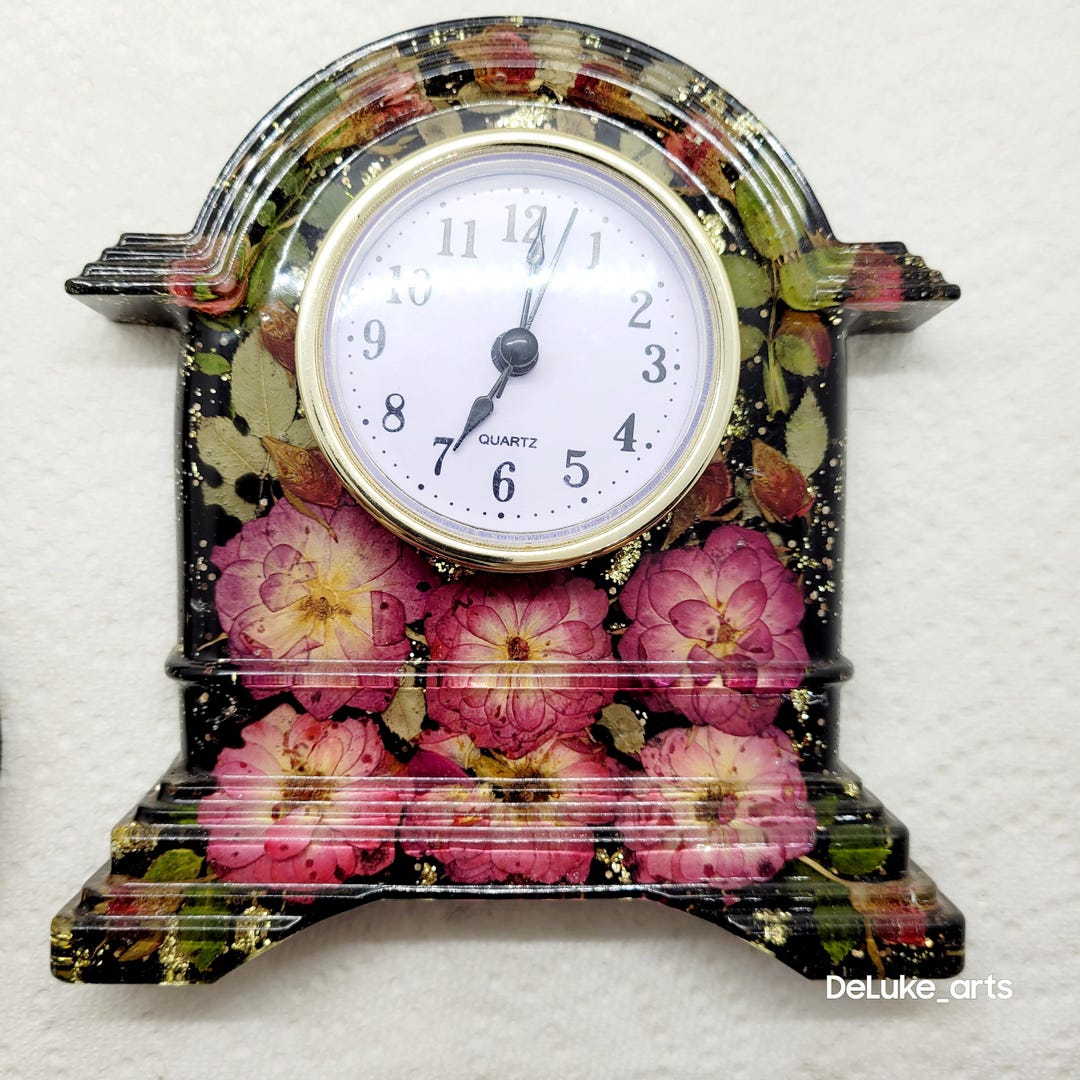 Gift Set/ Floral Resin Clock/floral Ring Dish - Etsy