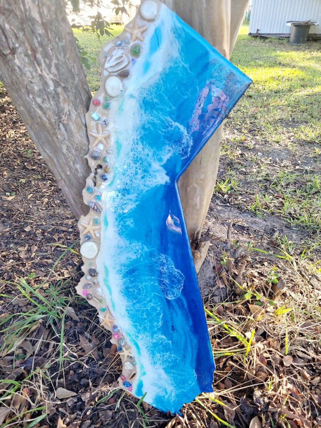 Resin Ocean on California Shaped Wood- 28"×9"- Ready to Ship Resin Art ...