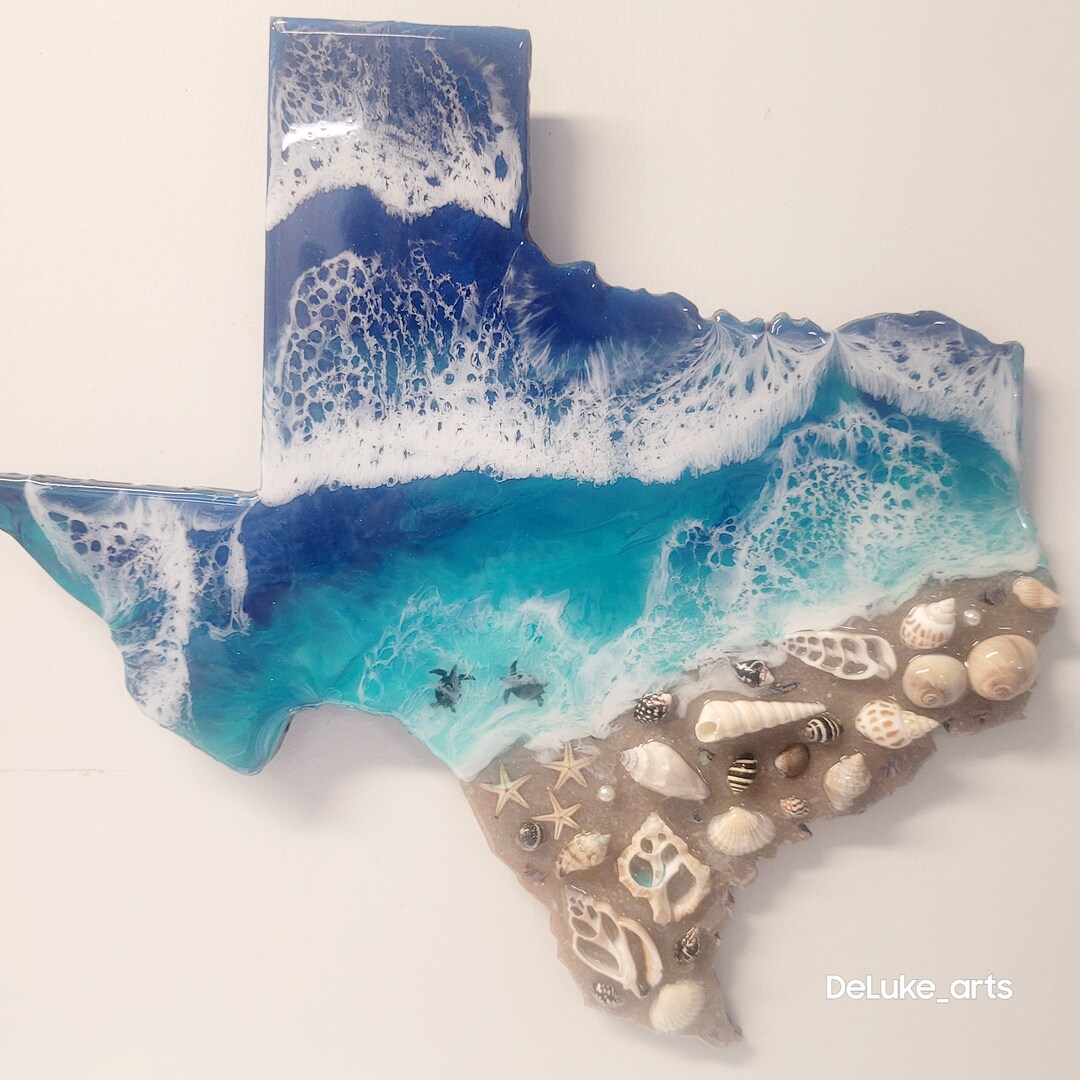 Texas Ocean Art/resin States/ocean Art/beach Art/coastal Decor/beach ...