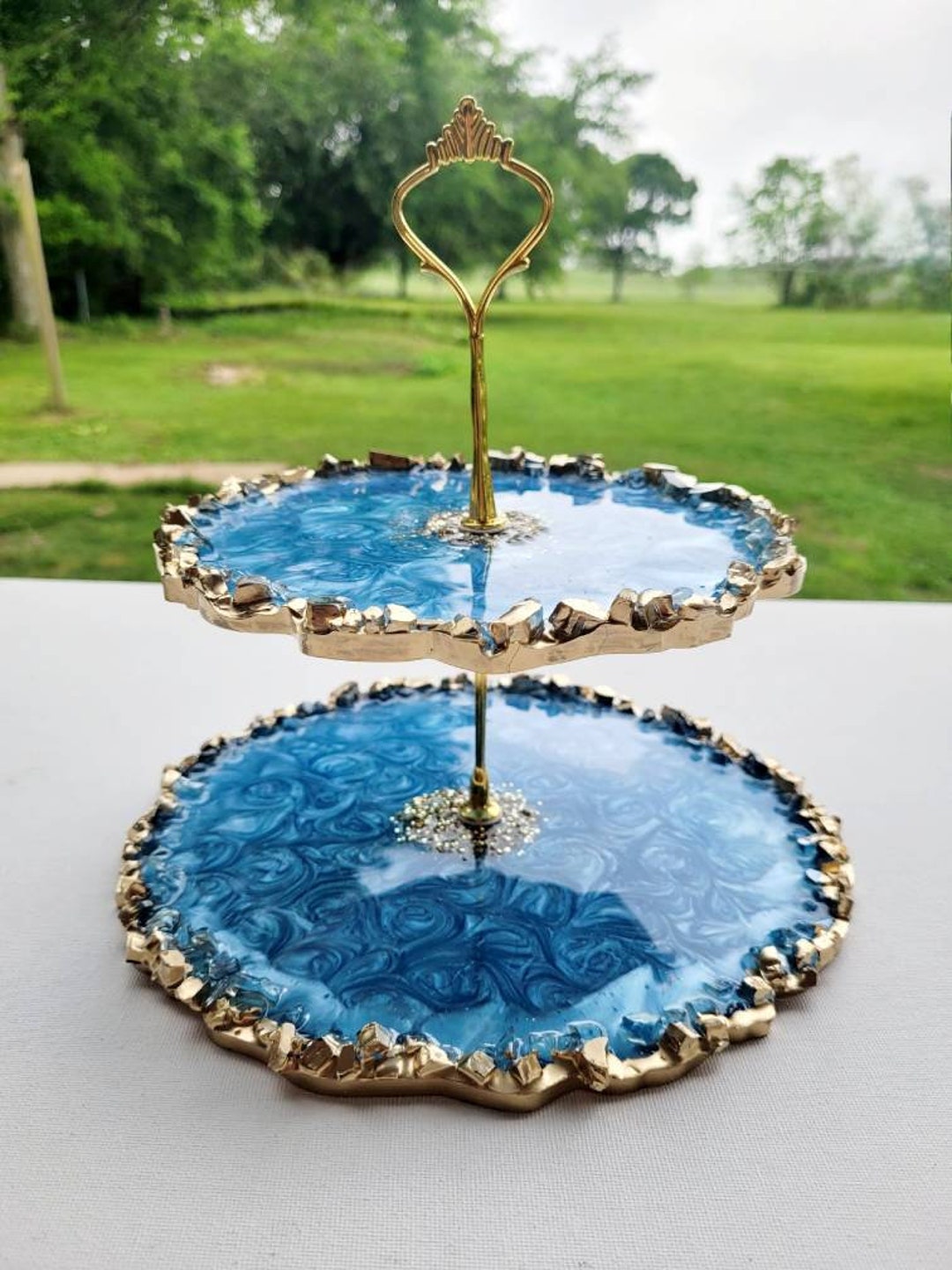 Resin Geode 2 Tiered Cupcake Tray/dessert Stand/wedding Decor ...