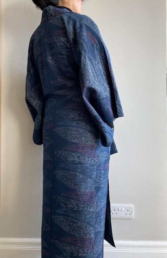 Modified Vintage Hitoe Silk Kimono Gown with Pockets … - Gem