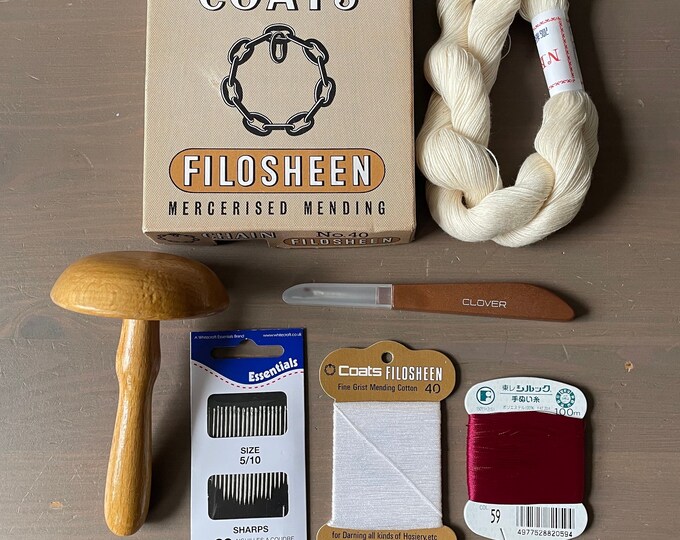 Vintage Mending Kit: Darning Mushroom, Sewing Needles, Seam Ripper ...