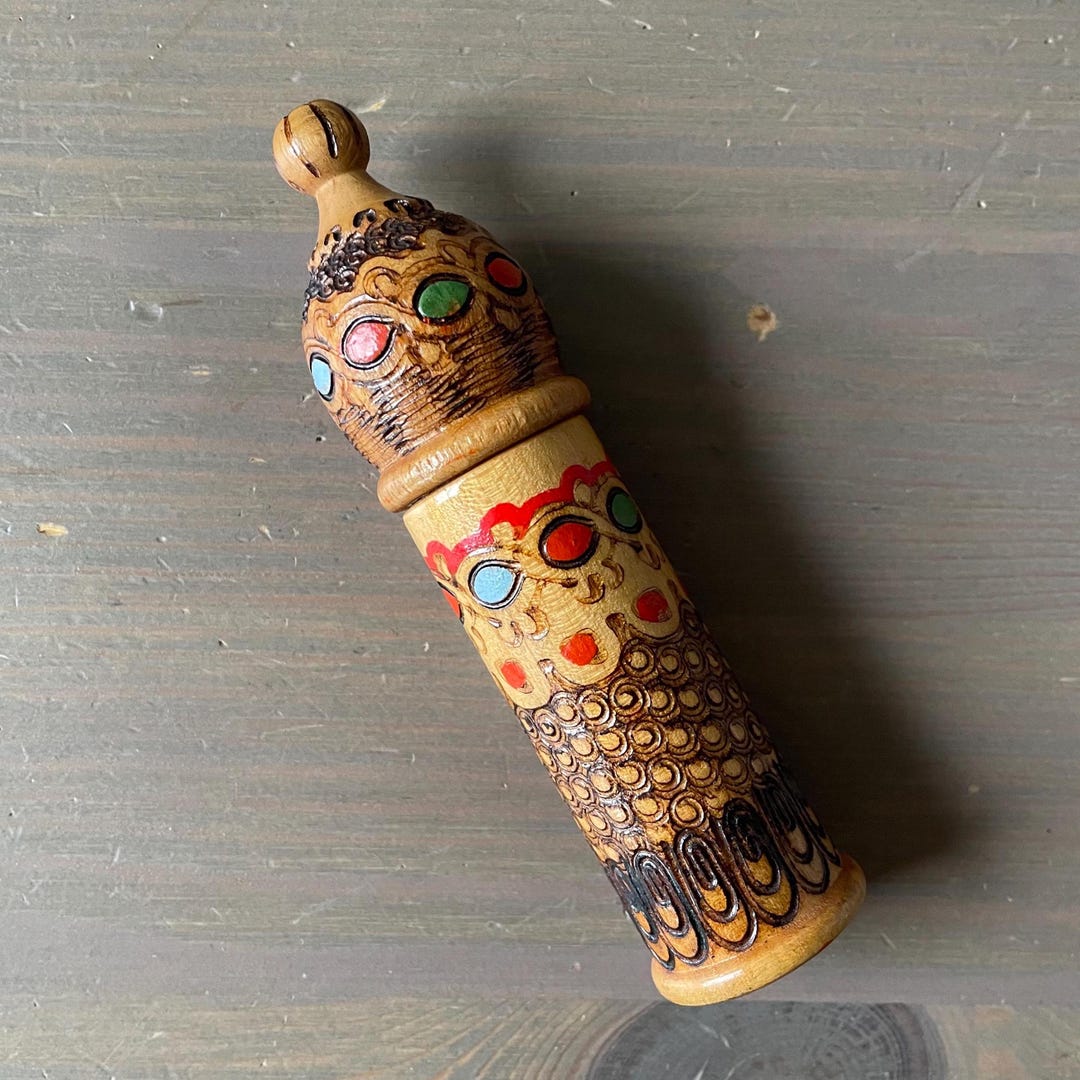 Islamic Mosque Wooden Needle Holder With Inner Spool & Threads Needle ...