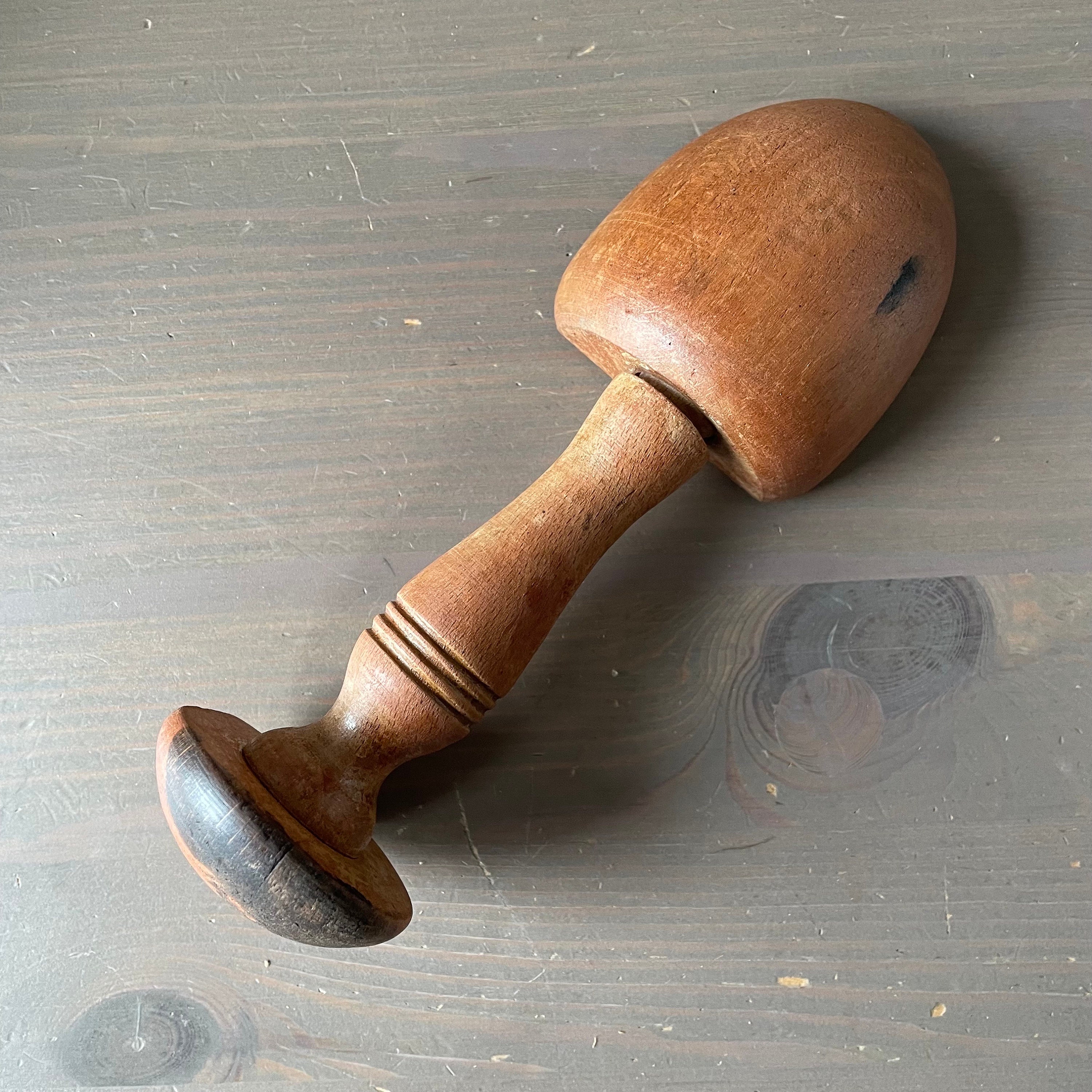 Antique Wooden Sock Darner With Turned Handle Heel Toe 2 Way Darning ...