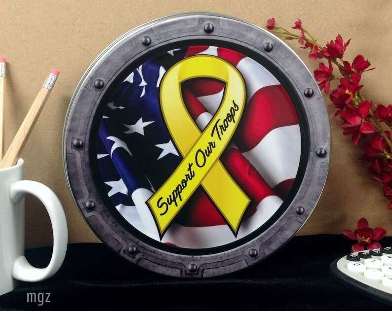 Support Our Troops Yellow Ribbon Light Box Circle | Military Support ...