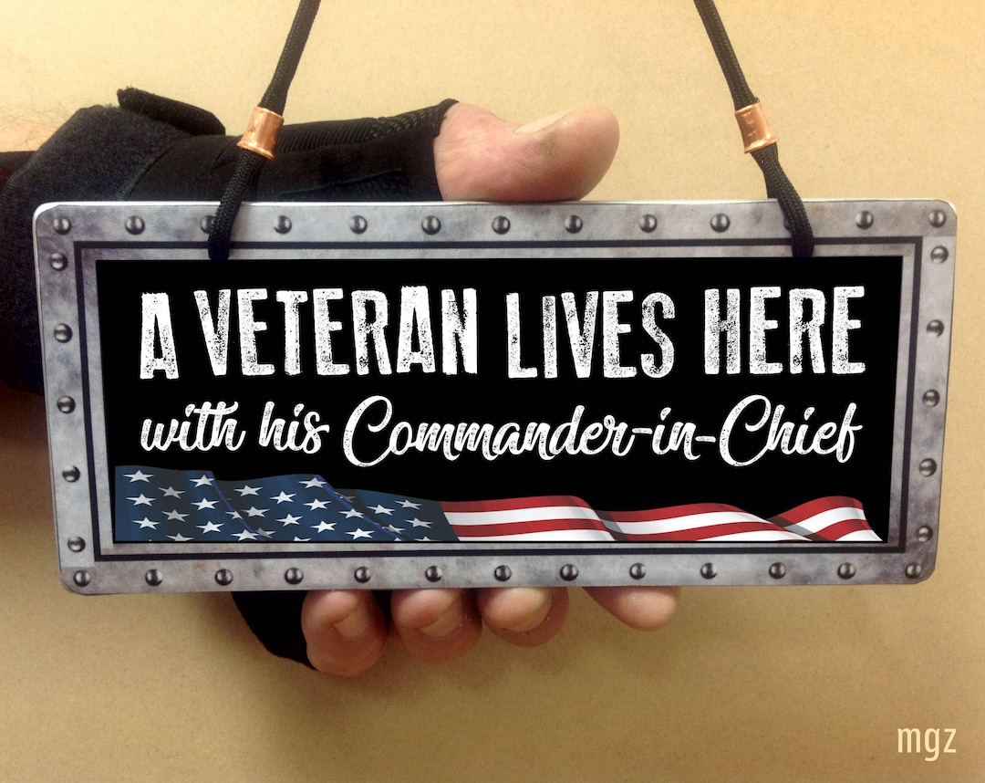 Veteran Lives Here Sign | Military Humor Gift | Custom Sign Wall Decor ...