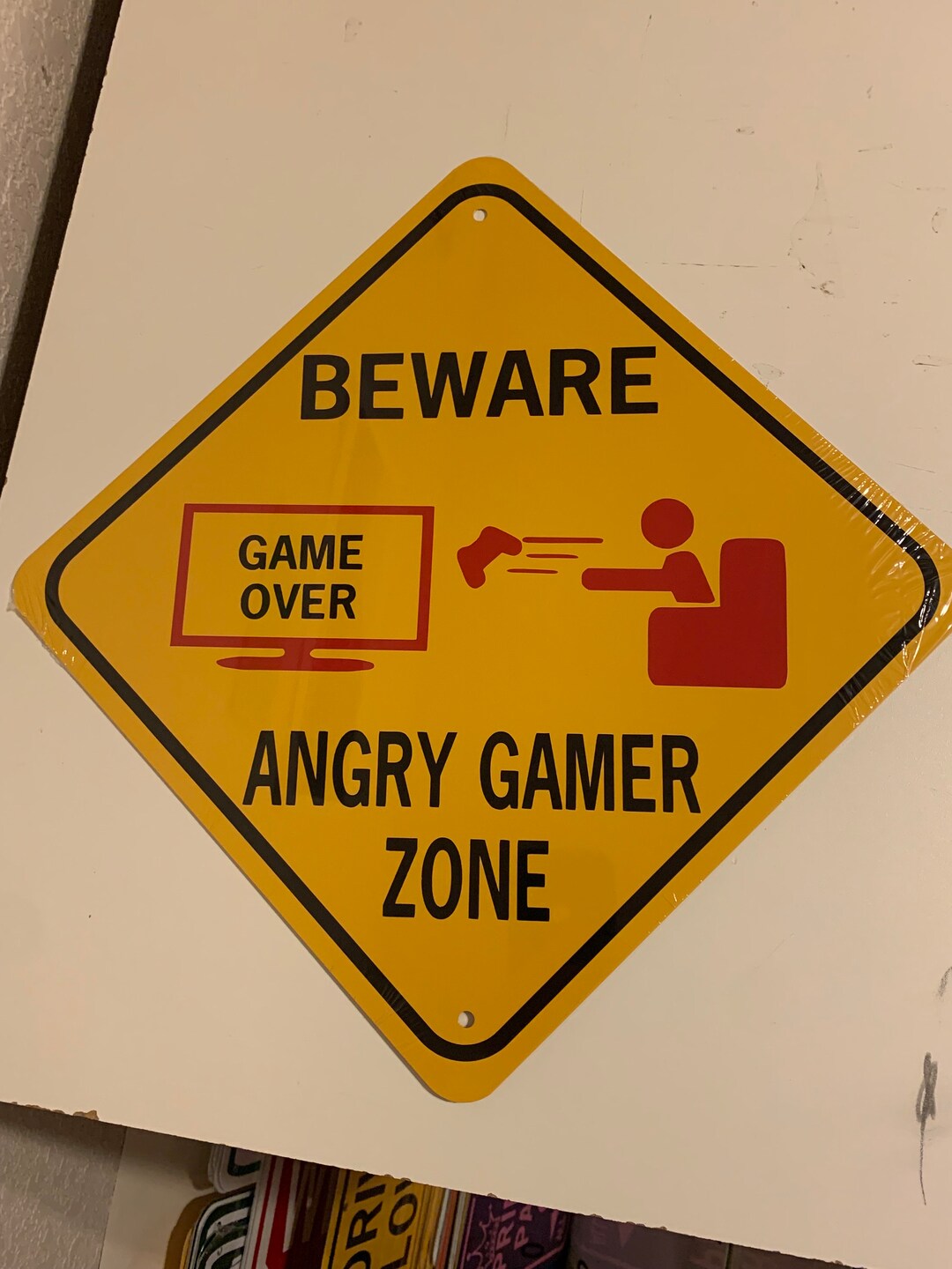 Beware Angry Gamer Funny Sign, 12 In, Aluminum. Game Room Decor, Gaming ...