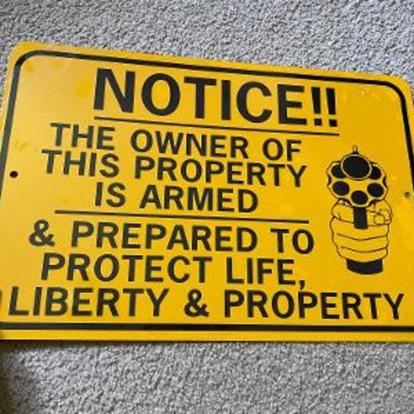 Owner is Armed Sign - Etsy