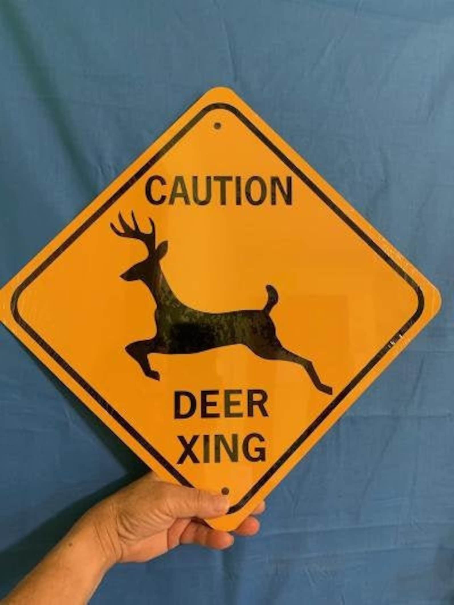 Caution Deer Xing Aluminum Deer Crossing Sign | Etsy