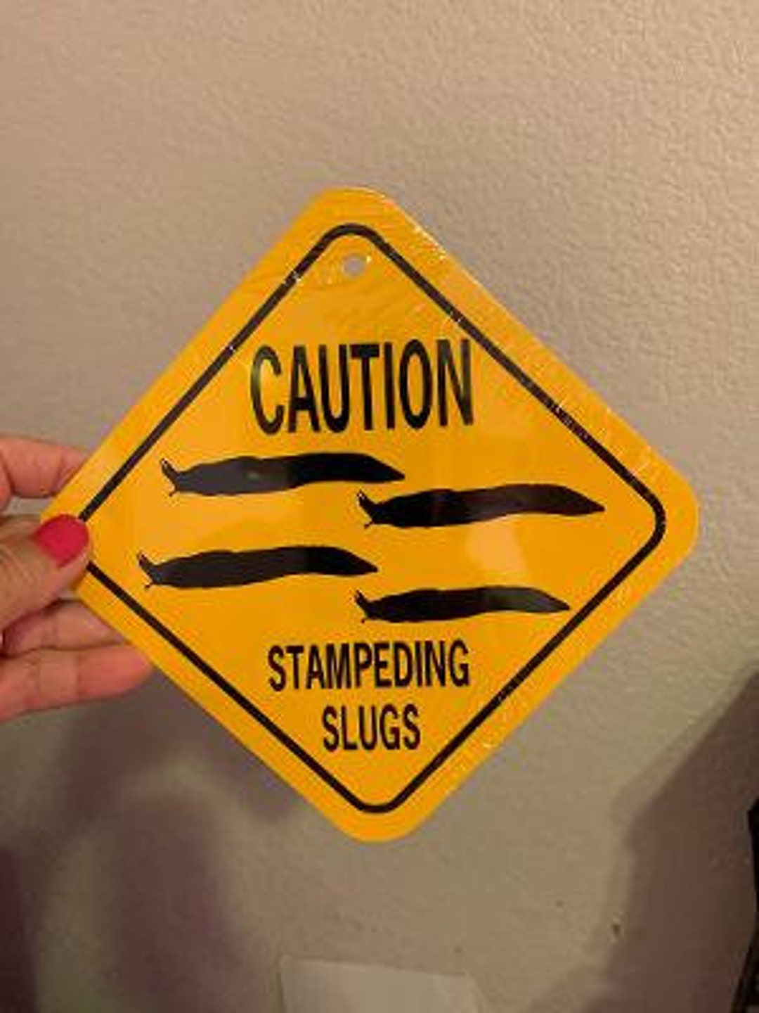 Caution Stampeding Slugs 6x6 Inch Small Funny Aluminum Crossing Sign ...