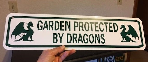 Garden Protected by Dragons Funny Yard Sign Aluminum Dragon | Etsy