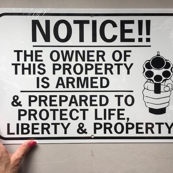 Owner is Armed Sign - Etsy