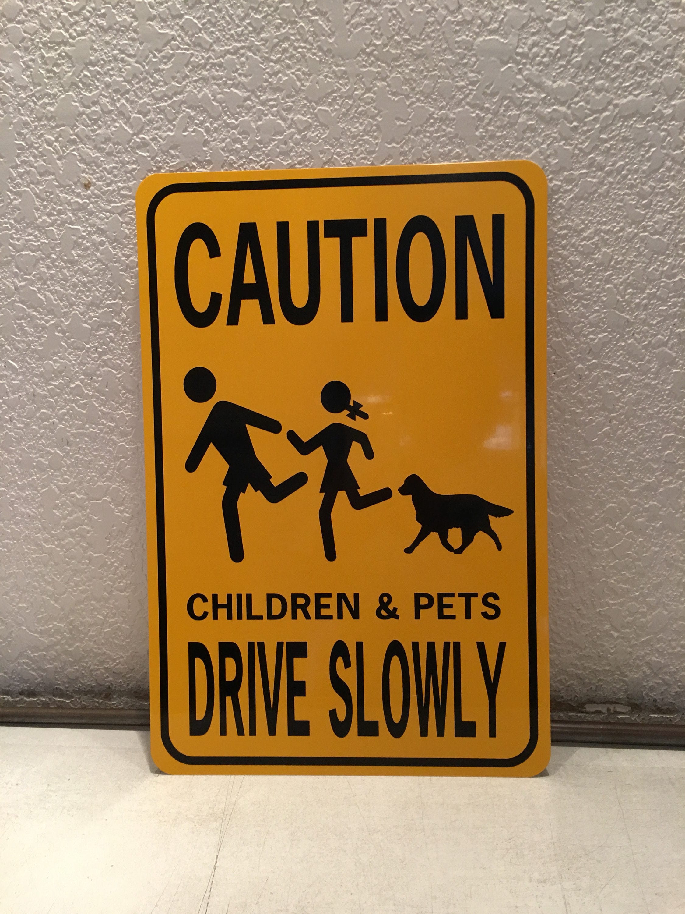 Caution Children and Pets Drive Slowly Sign Aluminum | Etsy