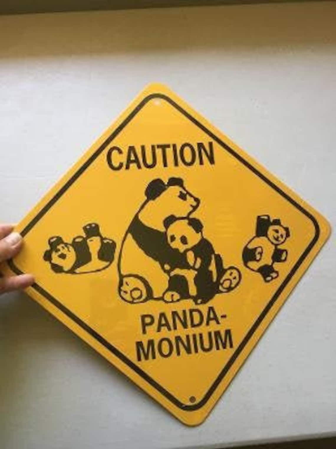 Caution Panda-monium Funny Aluminum Panda Crossing Sign | Etsy
