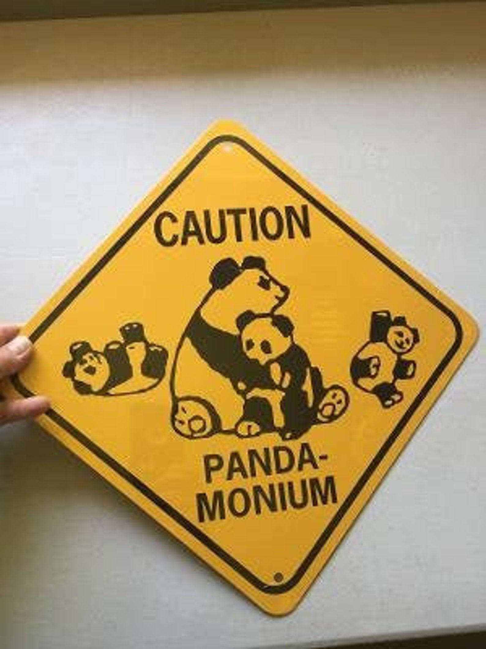 Caution Panda-monium Funny Aluminum Panda Crossing Sign | Etsy