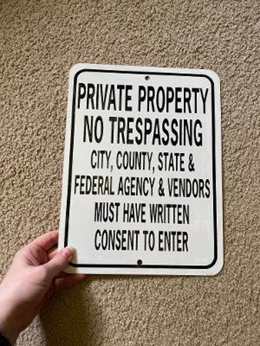 Private Property No Trespassing Written Consent Required to Enter 9x12 ...