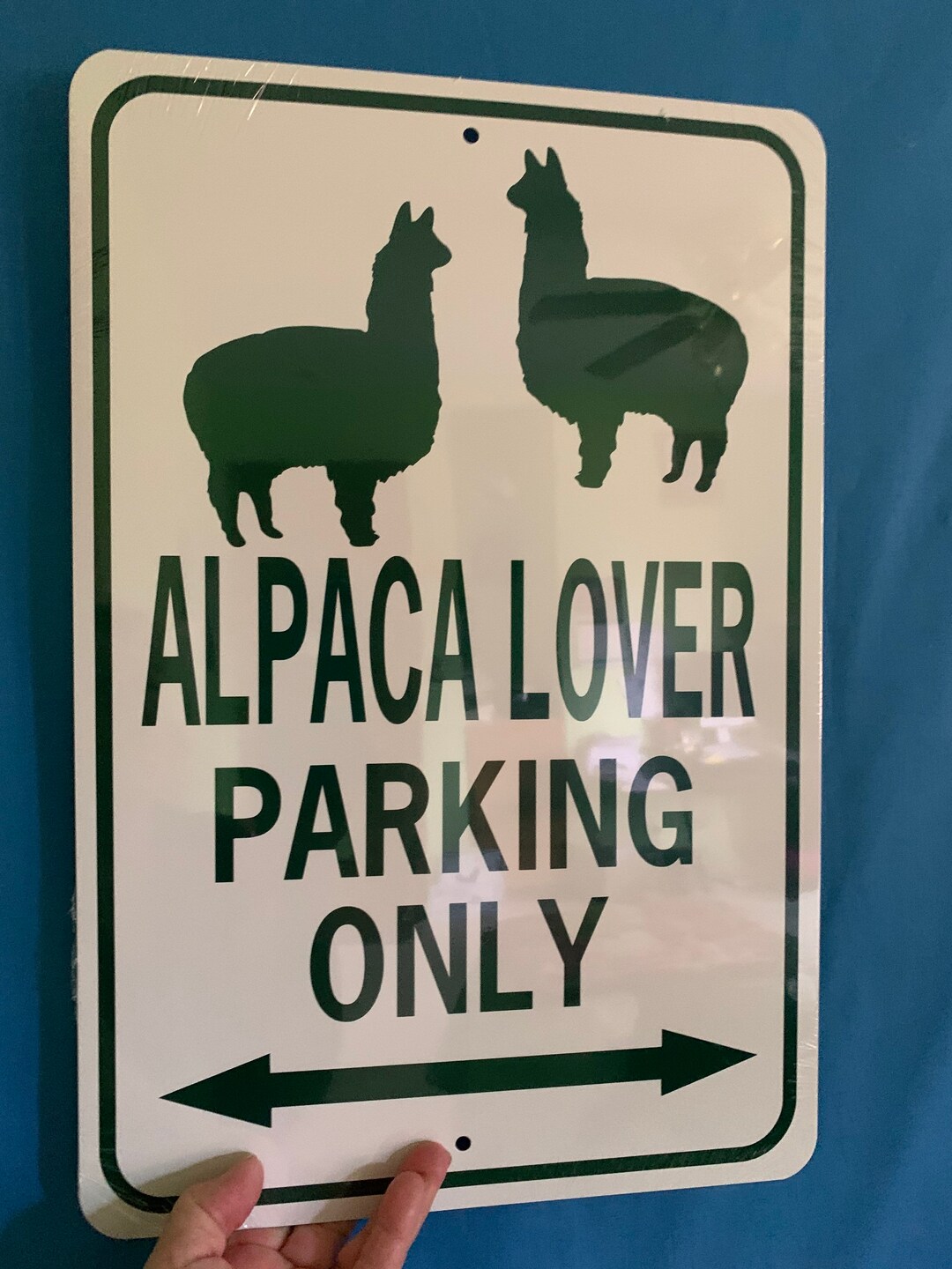 LARGE Alpaca Lover Parking Only Sign Green on White 12x18 Inch Aluminum ...