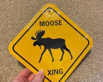 Sweden Moose Warning Highway Sign Road Sign Red Yellow Alg - Etsy