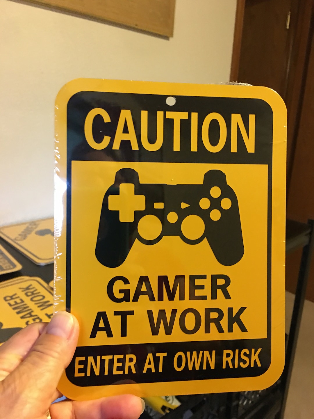 Caution Gamer at Work Enter at Own Risk, 6x8in, Funny Sign, Game Room ...